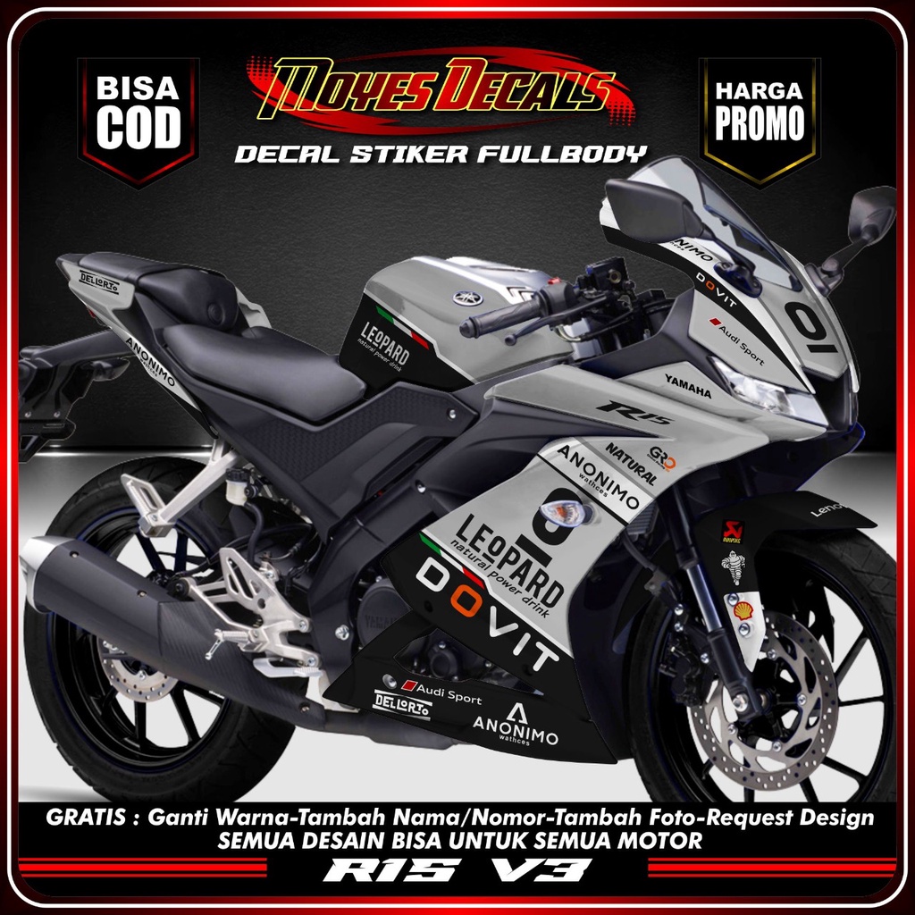 Jual Decal Stiker R15 V3 LEOPARD RACING TYPE 02 FULLBODY | Shopee Indonesia