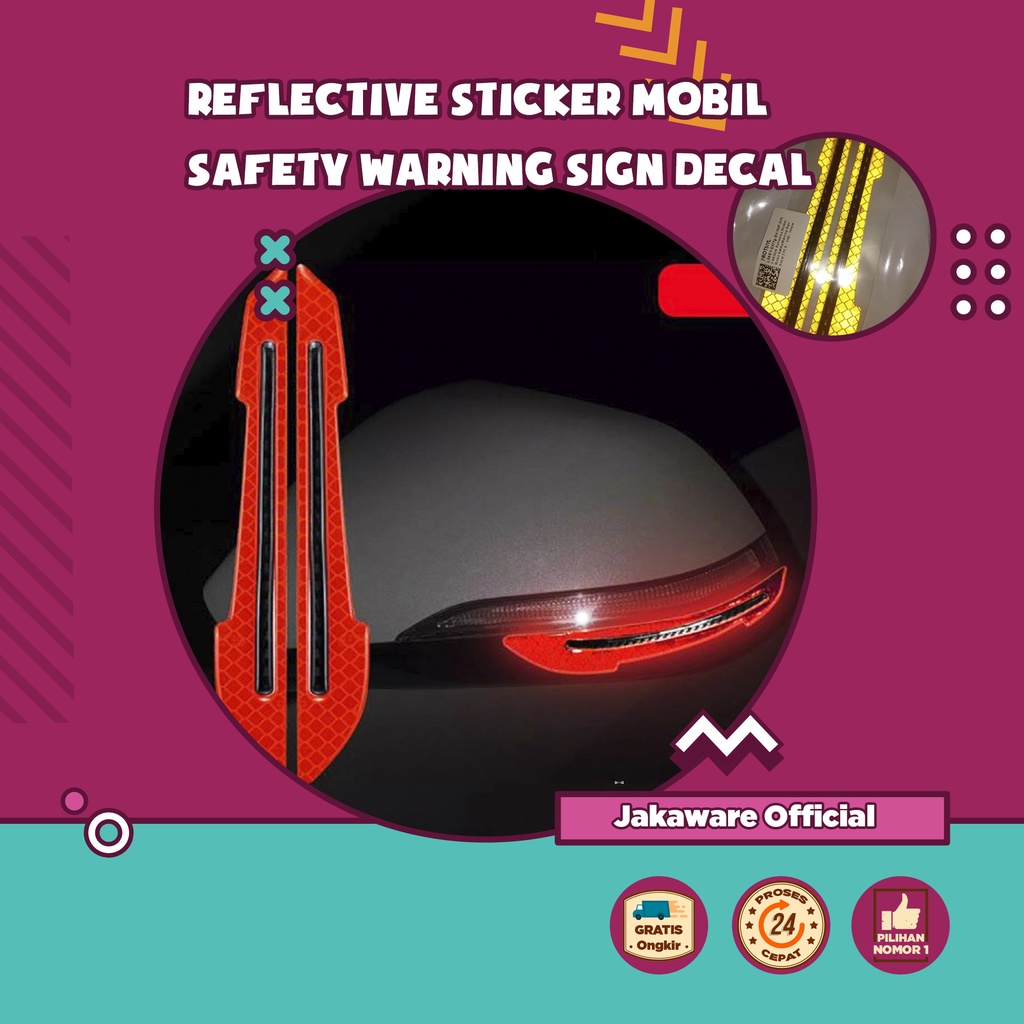 Jual REFLECTIVE STICKER MOBIL SAFETY WARNING SIGN DECAL 2 PCS REFLEKTOR ...
