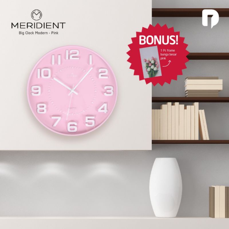 Jual Jam Dinding Meridient Big Clock Modern (Pink, Black, White ...