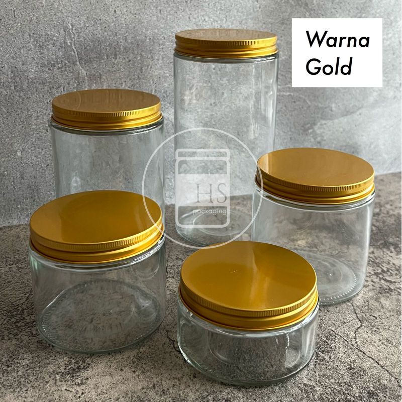 Jual HS PACKAGING - Toples Kaca Tutup Aluminium Warna Gold dan Rosegold ...