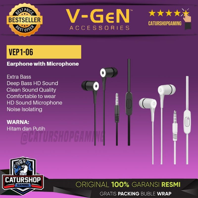 Jual V-GEN VEP1-06 Wired Extra Bass Headset | Shopee Indonesia