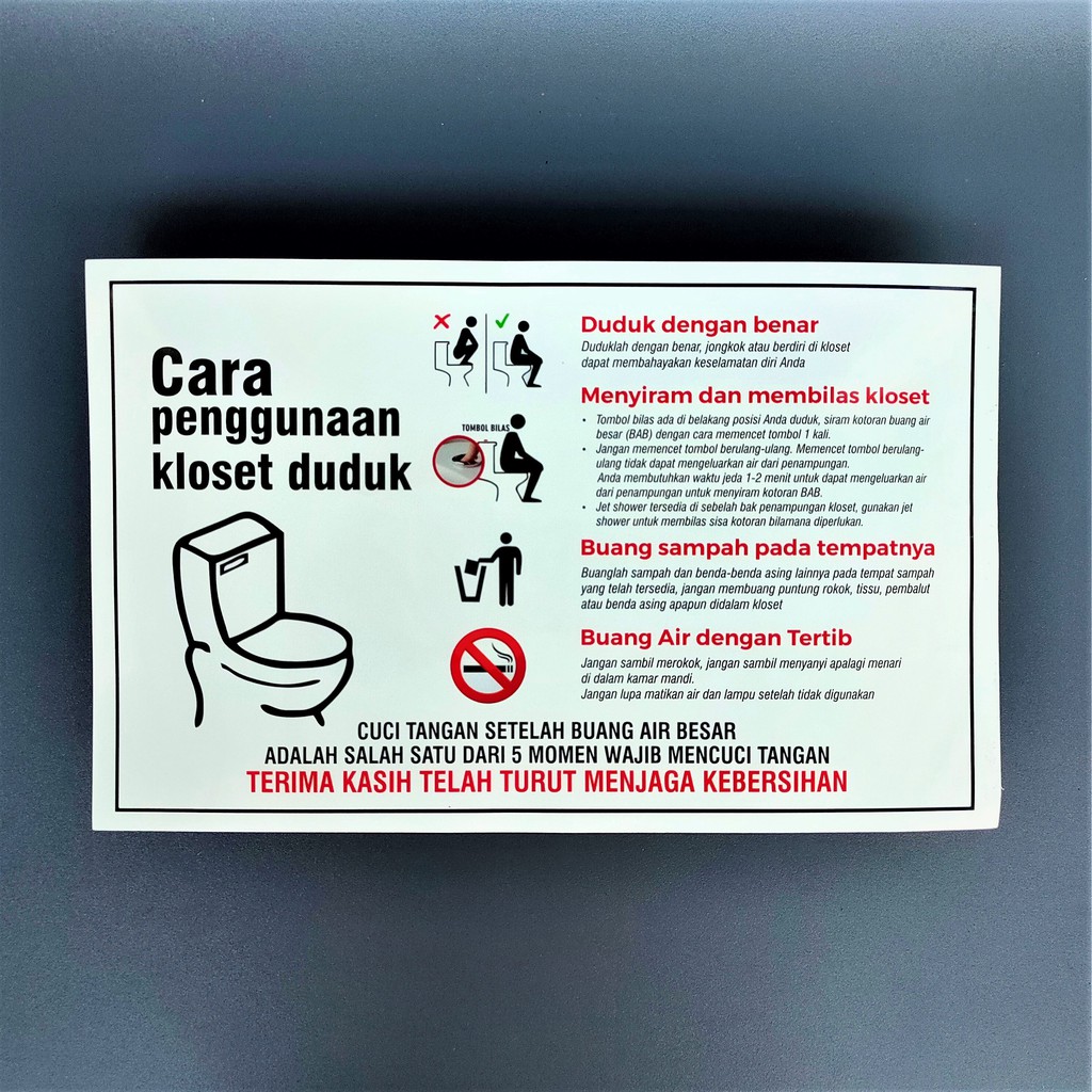 Jual Stiker Vinyl Cara Pakai Toilet Duduk - Stiker Petunjuk Penggunaan ...