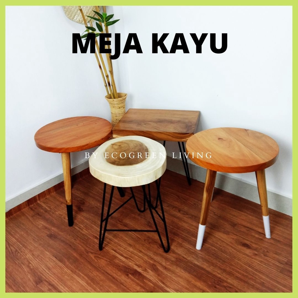 Jual MEJA TERAS / MEJA KAYU RUSTIC / MEJA KAYU AESTHETIC / WOODEN STOOL ...