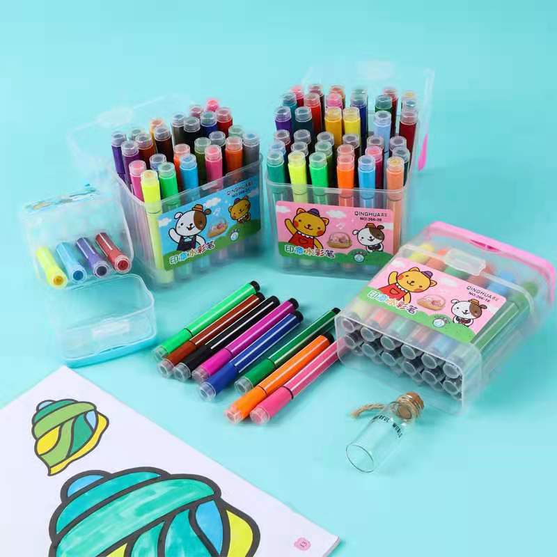 Jual Water Colour Pen Stampel Spidol 12 Warna + Stampel Bentuk Lucu ...