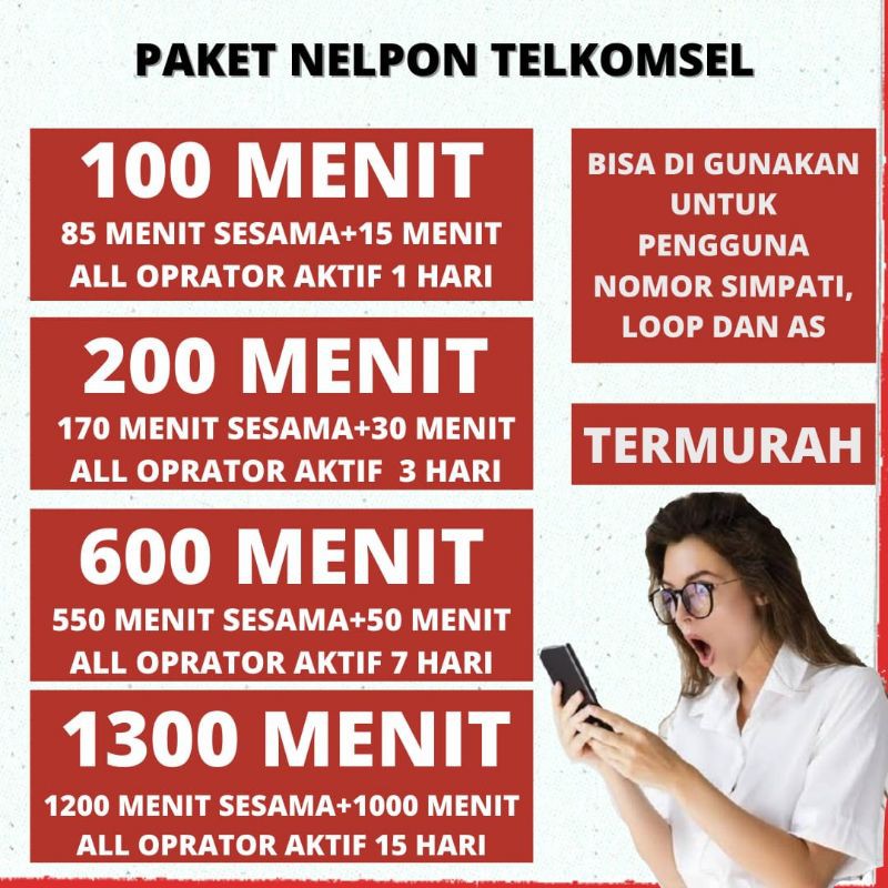 Jual PAKET NELPON TELKOMSEL HARIAN MURAH | Shopee Indonesia