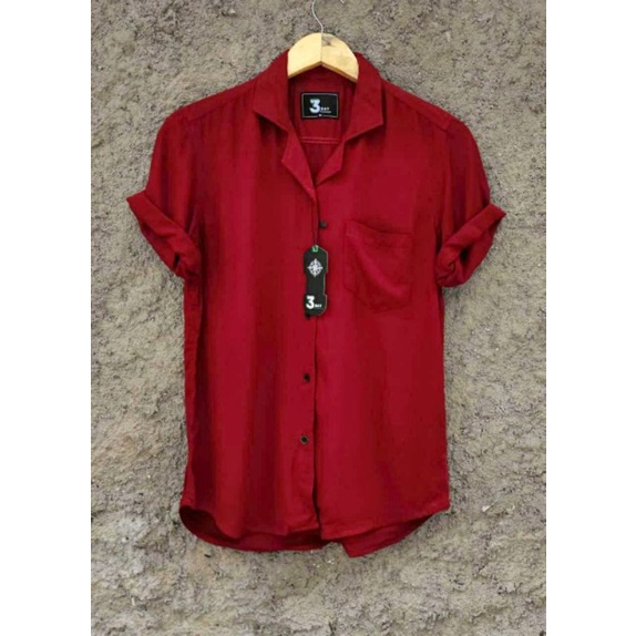 Jual Kemeja jumbo pria premium rayon POLOS KERAH pantai korea XXL/ XXXL ...