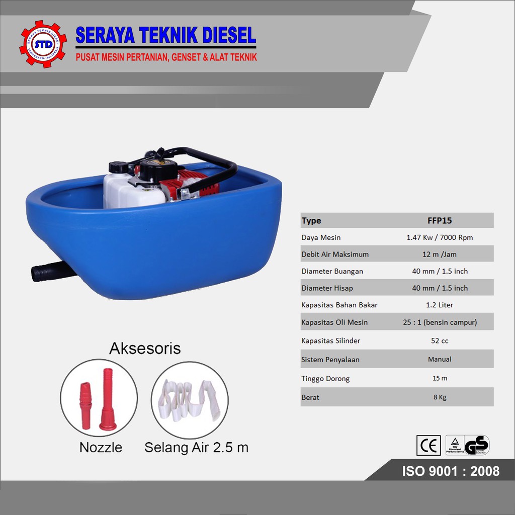 Jual POMPA AIR APUNG FIRMAN FFP15 / FLOATING PUMP FIRMAN POMPA ALKON ...