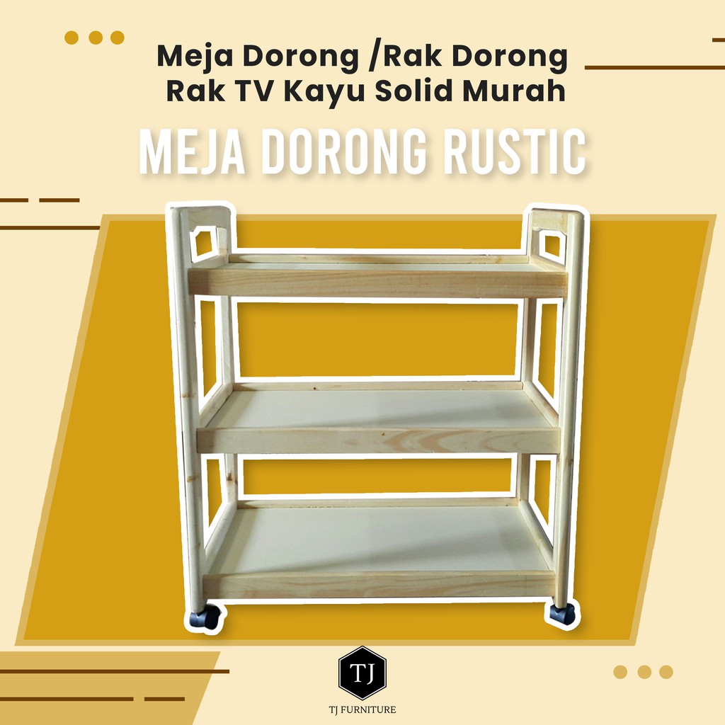 Jual Meja dorong/rak dorong/rak tv kayu solid Murah | Shopee Indonesia