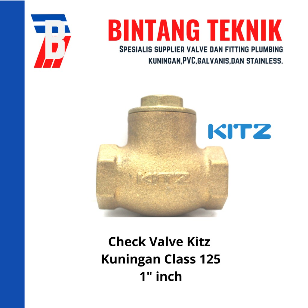 Jual Swing Check Valve (Klep Tabok) Kuningan Kitz 1" inch Class 125 | Shopee Indonesia