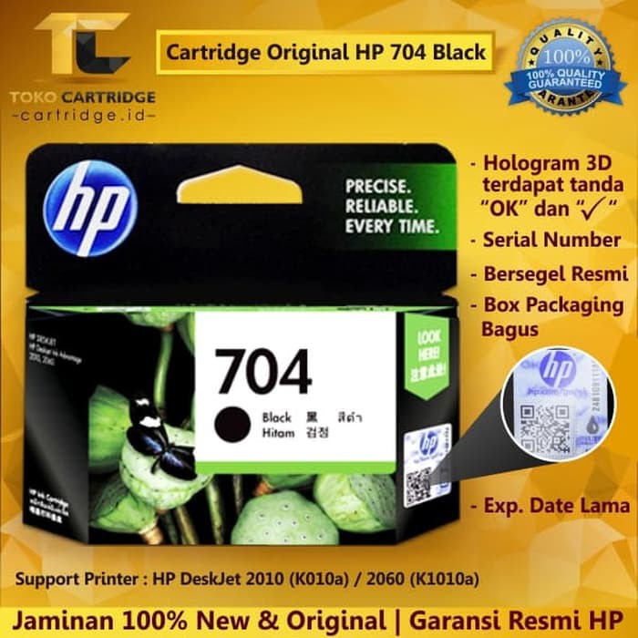 Jual Cartridge HP 704 Black Original Ink Catridge CN692AA Katrid Tinta ...