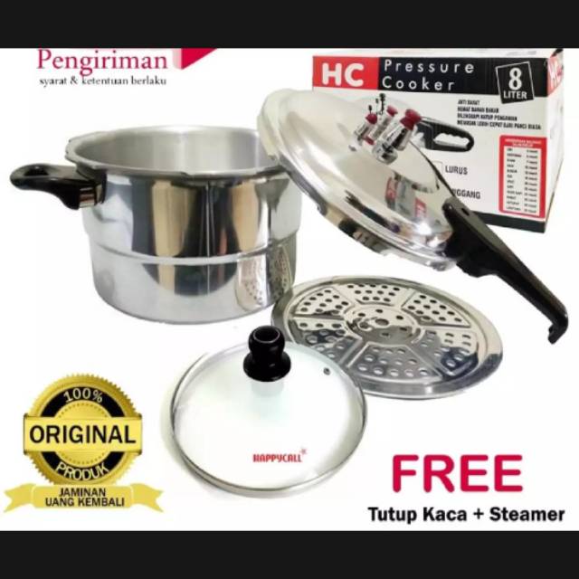 Jual Panci Presto HC Press Cooker 8 Liter + Tutup Kaca | Shopee Indonesia