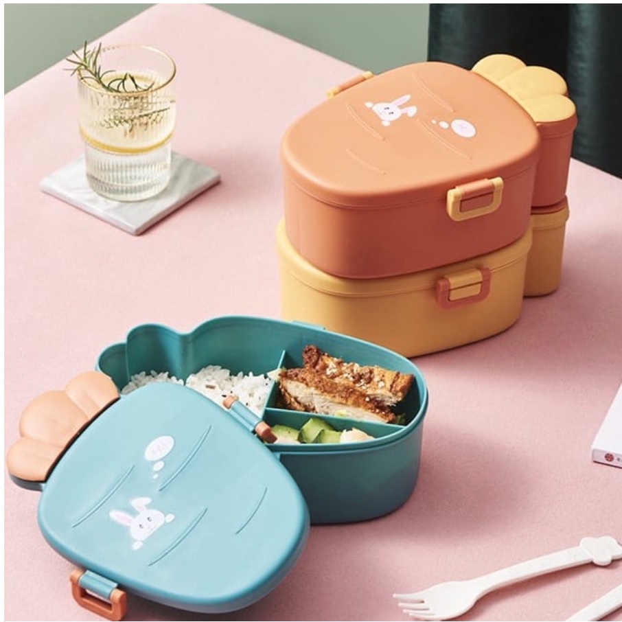 Jual Lunch Box Anak Motif Wortel PREMIUM FREE SENDOK GARPU / Kotak ...