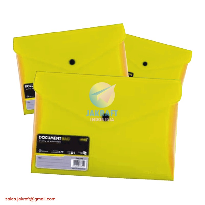 Jual (1 Pcs) Map Kancing Document Bag Button Folio F4 FC Kuning Yellow ...