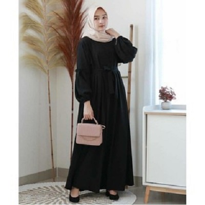 Jual baju gamis dress hitam polos putih jumbo muslim kekinian mewah ...