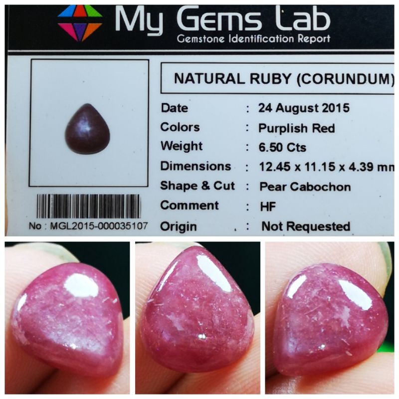 Jual Natural Ruby Madagascar Top Colour Hot Kristal Plus Memo Gems Lab ...