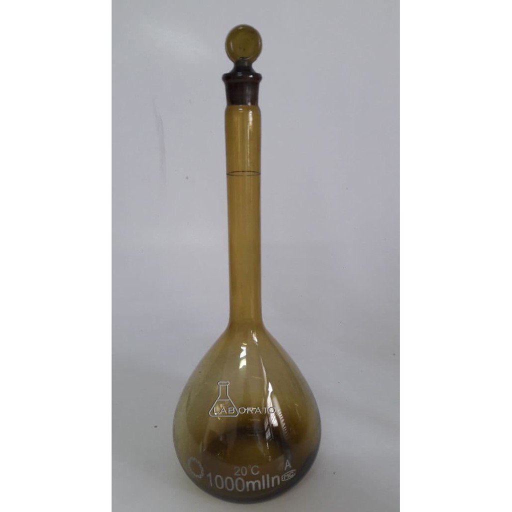 Jual Labu Ukur Kaca Amber 1000Ml / Labu Volumetri / Labu Kimia Pi15Ra6 ...
