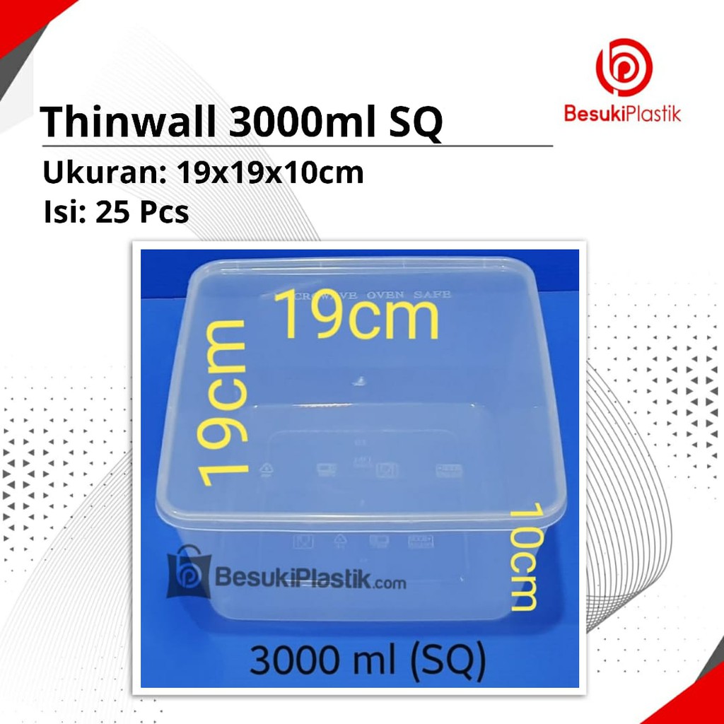 Jual Thinwall 3000ml SQ / Thinwall Box 3000ml Bening / Kotak 3000ml ... Jual Thinwall 3000ml SQ / Thinwall Box 3000ml Bening / Kotak 3000ml ...
