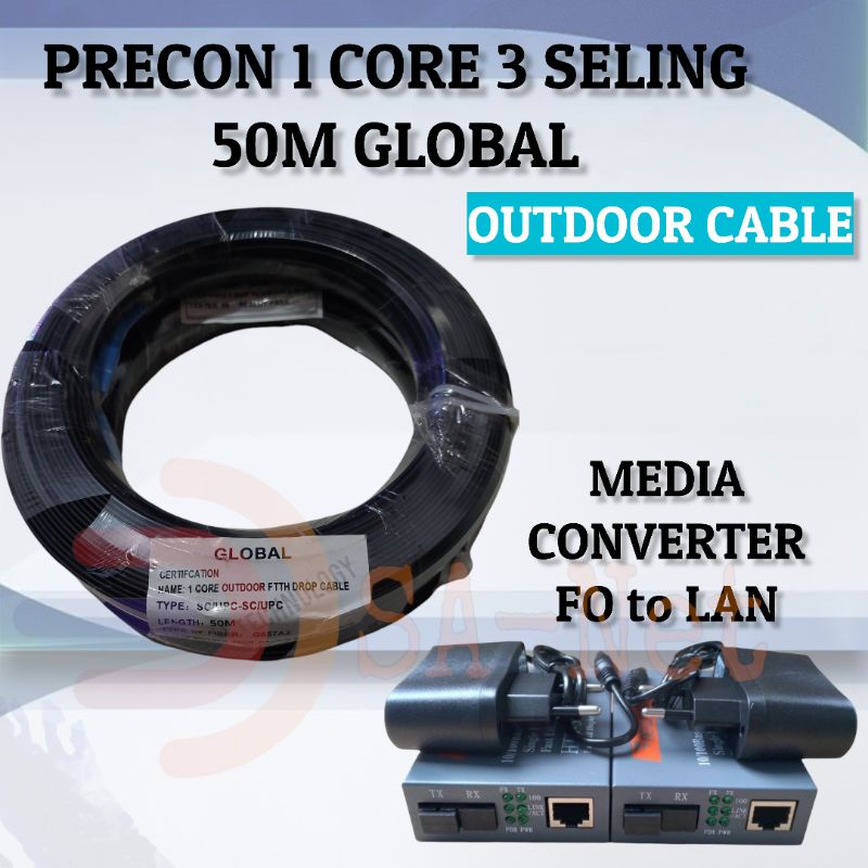 Jual PAKET MEDIA CONVERTER & KABEL FIBER OPTIC GLOBAL PRECON 1 CORE 3 SELING 50M | Shopee Indonesia