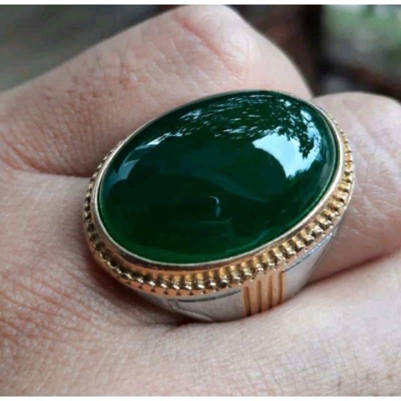 Jual CINCIN IJO CHALCEDONY WARNA IJO GARUT SIZE BABON/JUMBO | Shopee ...