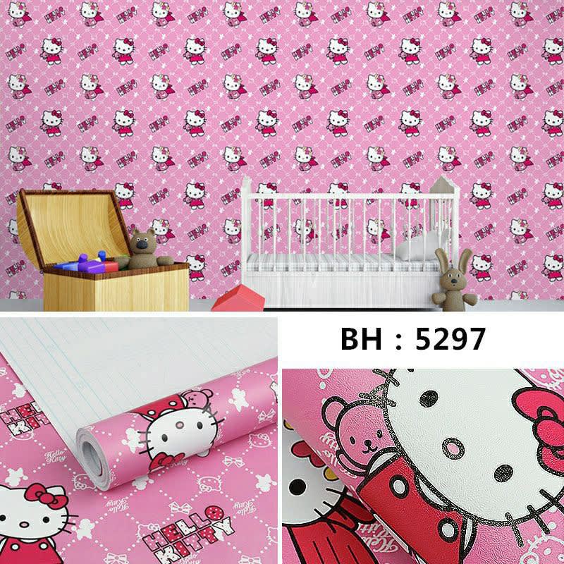 Wallpaper Dinding Kamar Hello Kitty Pink