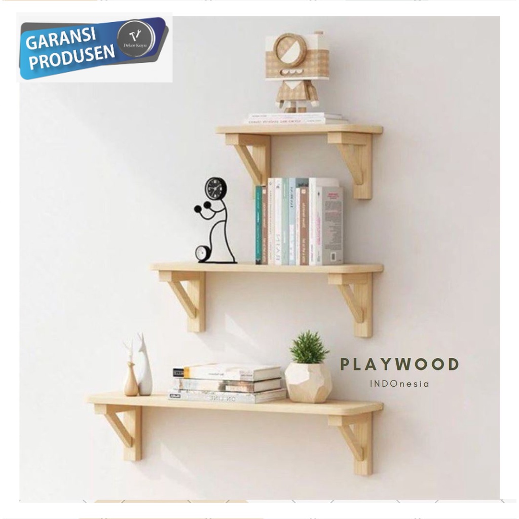 Jual TERBARU Rak Dinding Minimalis Tempel Vintage Ambalan Kayu Rak Buku ...