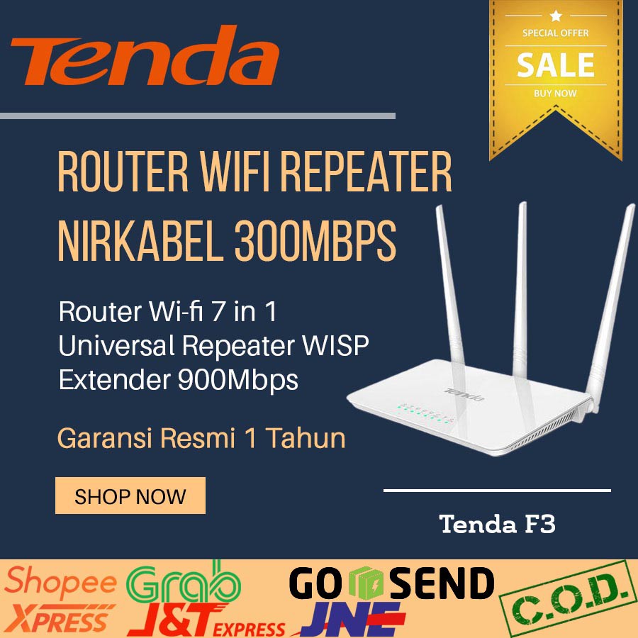 Jual Router Wifi Ruter Tenda F3 Wireless Wireles AP Repeater Ripiter ...