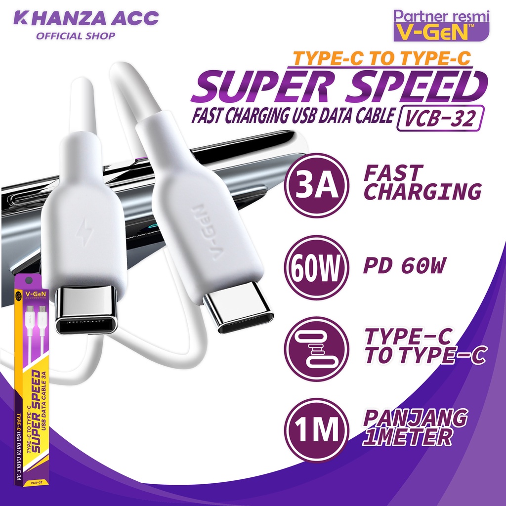 Jual KHANZAACC VGEN VCB-32 Kabel Data Type C to Type C Fast Charging 3A ...