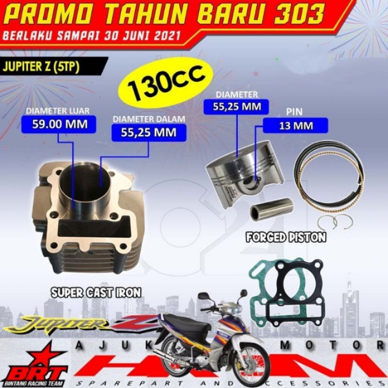 Jual Paket bore up jupiter z 5tp vega r brt 130cc | Shopee Indonesia
