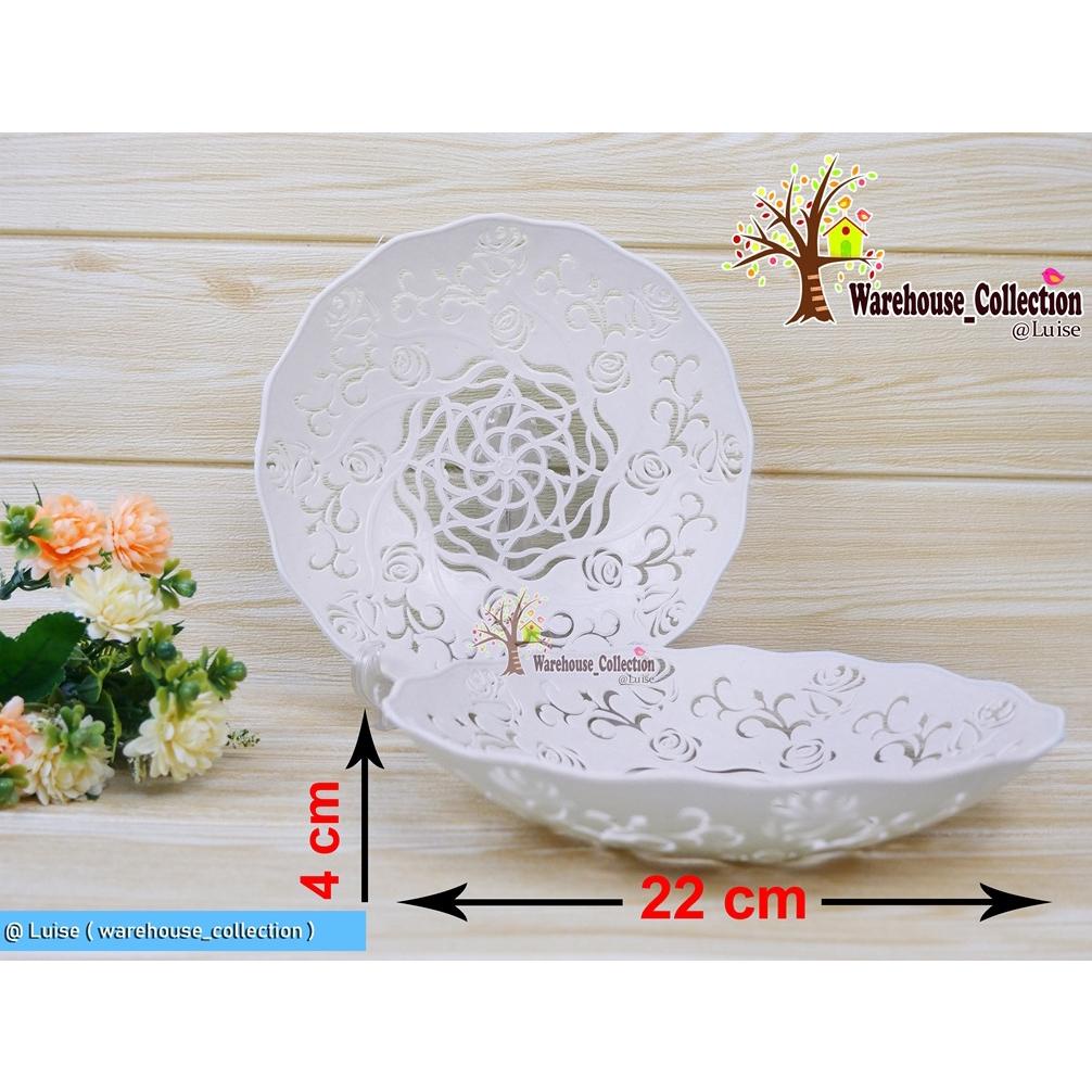 Jual Piring Rotan Bunga / Piring Plastik Bunga Putih / Piring Plastik ...