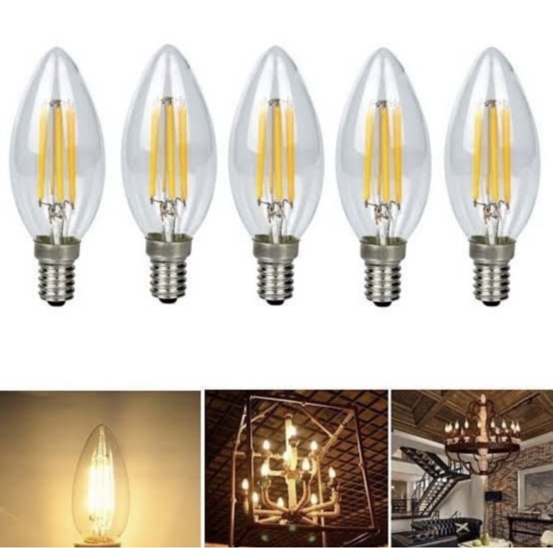 Jual lampu candle led e14 4 watt 4w lampu led lilin e14 lampu filament ...