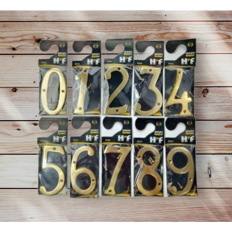 Jual variasi Angka 0 - 9 // Angka Kuningan Untuk Nomor Rumah atau Ruko ...