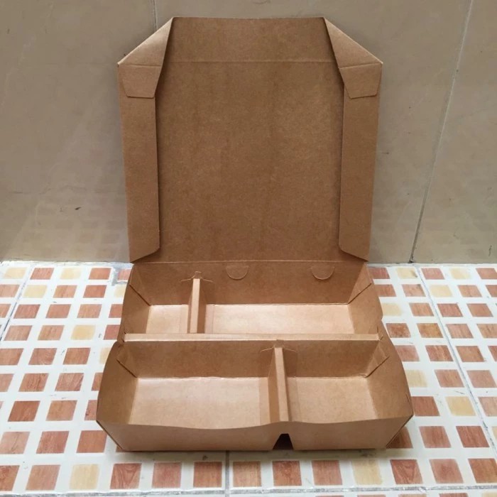 Jual paper lunch box sekat 4 coklat - brown kraft | Shopee Indonesia