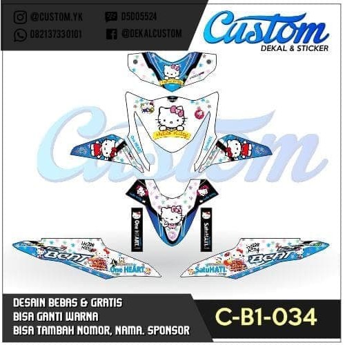 Jual C104 DEKAL MOTOR BEAT FI hello kitty cute blue DECAL STIKER ...