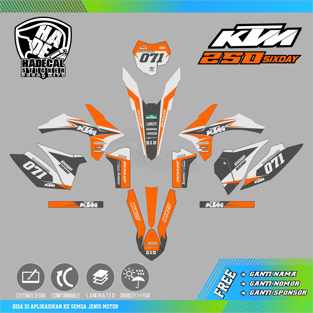 Jual DECAL STICKER KTM 250 SIXDAYS CUSTOM FULL BODY | Shopee Indonesia