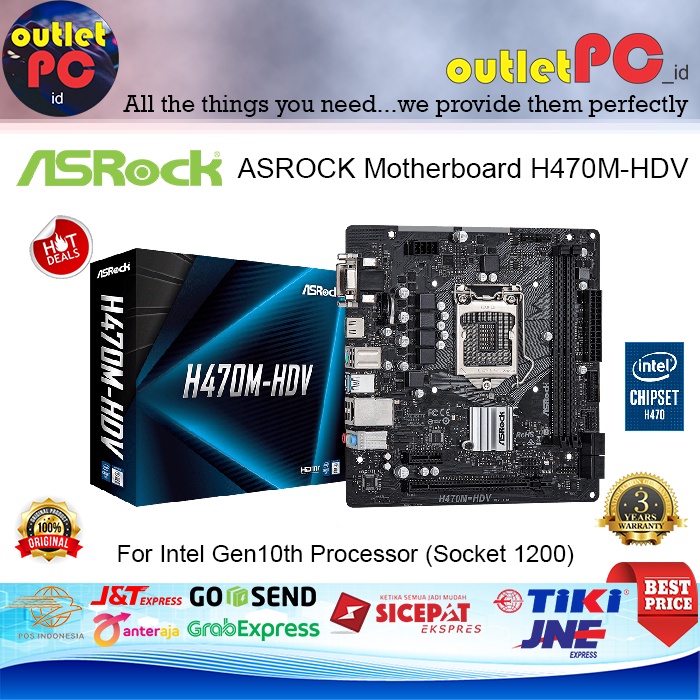 Jual Asrock Motherboard H470M-HDV LGA1200 Intel Gen 10 DDR4 USB3.2 H470 ...