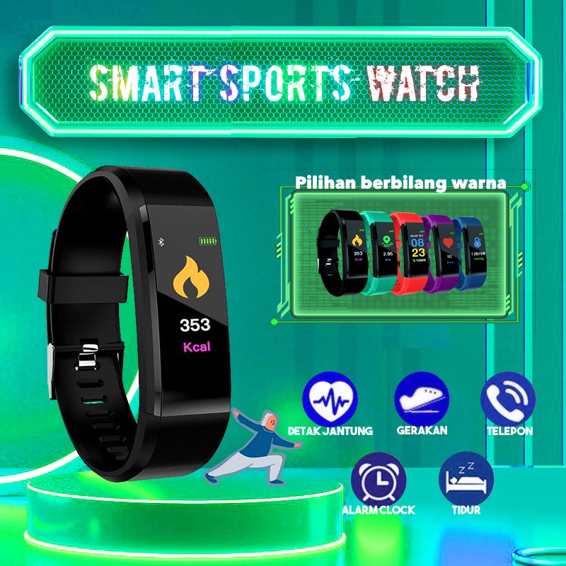 Jual Smartwatch 115plus Jam Tangan Warna / alat pengukur langkah ...