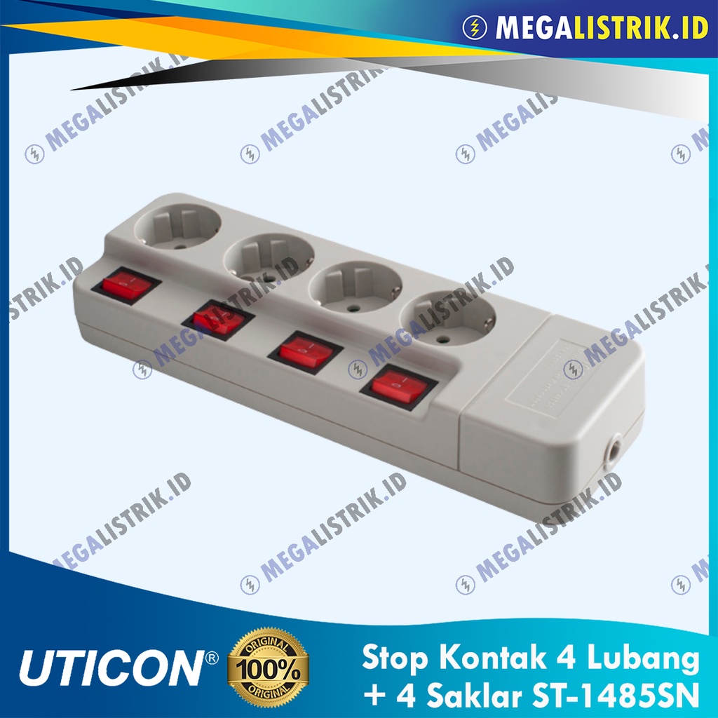Jual UTICON STOP KONTAK ARDE 4 LUBANG + 4 SAKLAR / MULTI SOCKET OUTLET ...