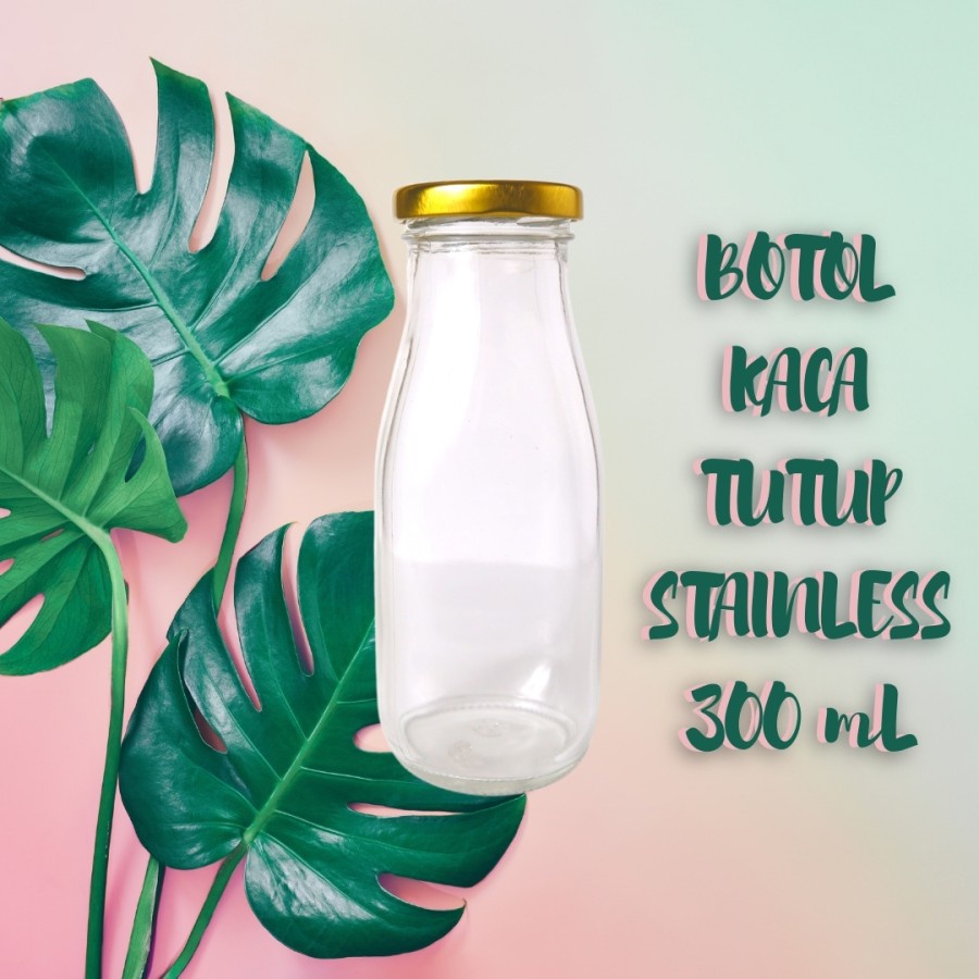 Jual Botol Kaca Tutup Stainless 300 mL | Juice Milk Bottle | Botol Kopi ...