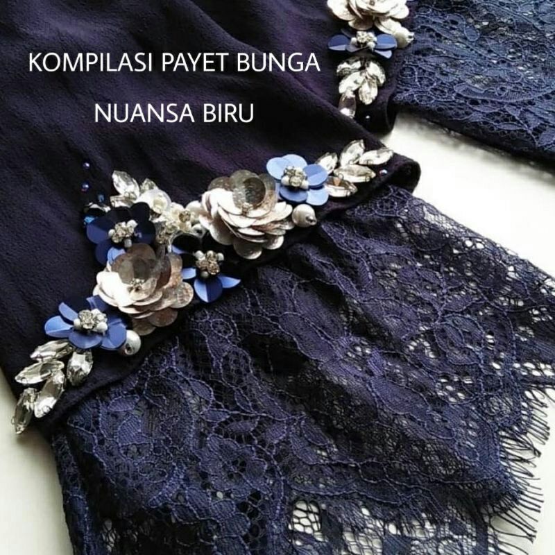 Jual Payet Rangkai Mutiara Bunga 3d Permata Kompilasi Nuansa Biru Blue