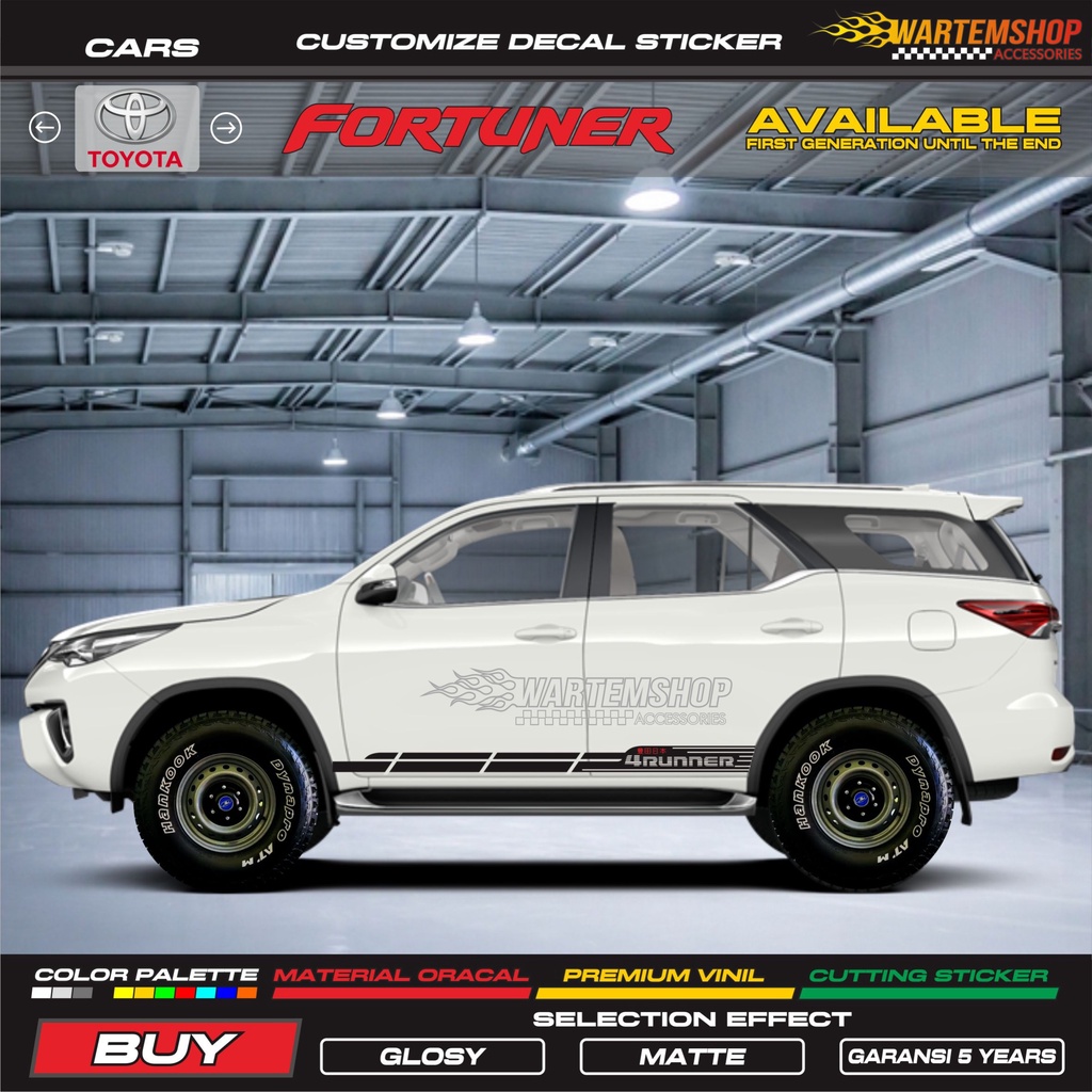 Jual SIDE DECAL FORTUNER 4RUNNER GARIS LURUS BLACK | Shopee Indonesia