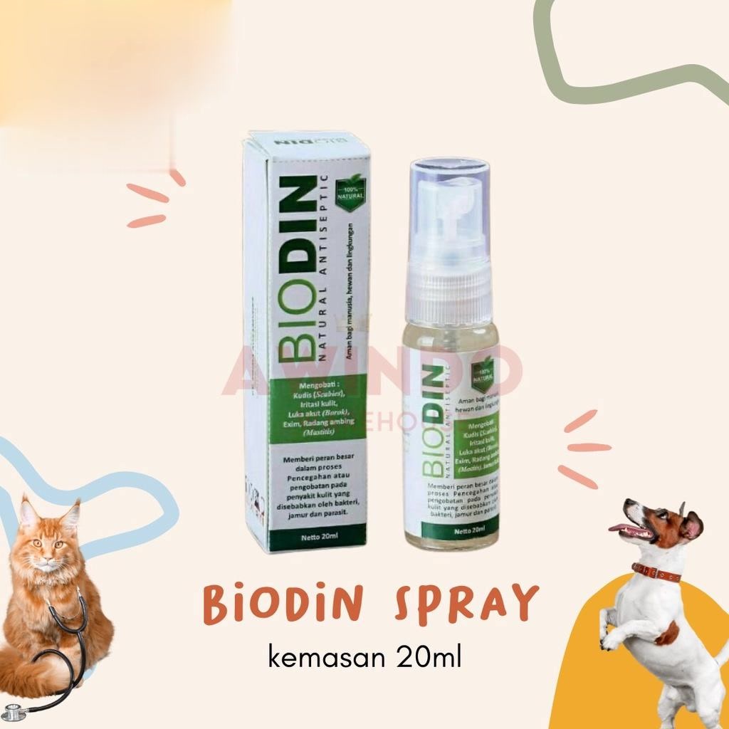Jual BIODIN SPRAY 20ML - Obat Kucing Anjing Anti Jamur Luka Scabies ...