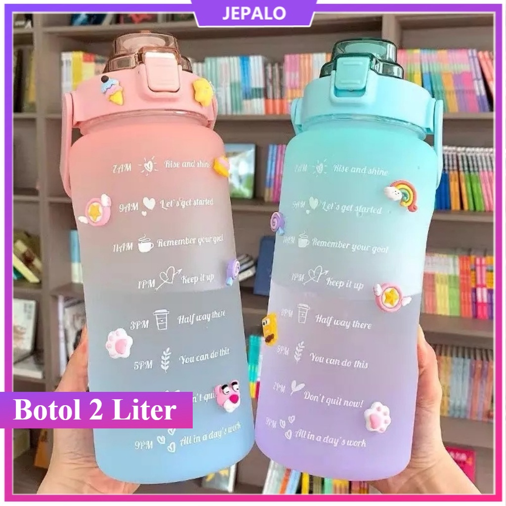 Jual BOTOL MINUM KEKINIAN 2 LITER 2000ML / BOTOL MINUM TRANSPARAN KOREA ...