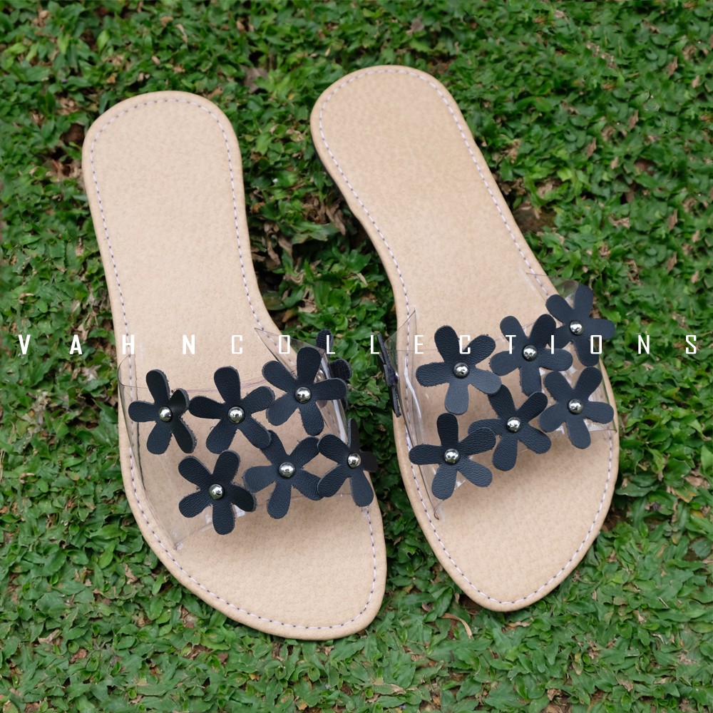 Jual Vahn JODIE - Sandal Mika Bunga Selop Wanita Merah Putih Gold Hitam ...