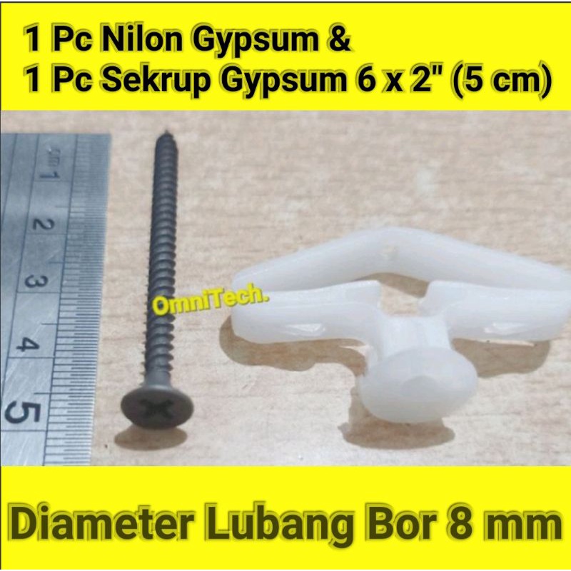 Jual 1 Pc Nilon Nylon + 1 Pc Sekrup Gypsum Gipsum Hitam 6 x 2" Panjang ...