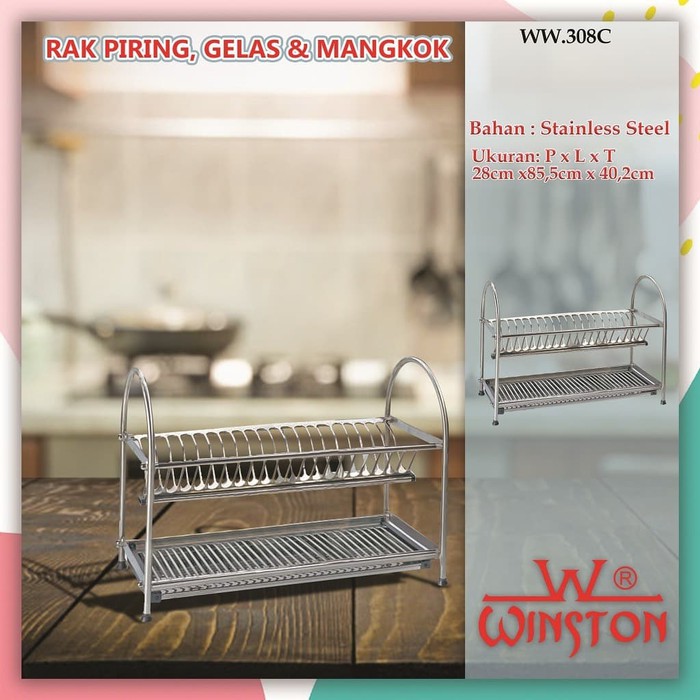 Jual Rak Piring Stainless WINSTON Rack Plate & Dish 60cm WW.308A / 90cm WW.308C | Shopee Indonesia