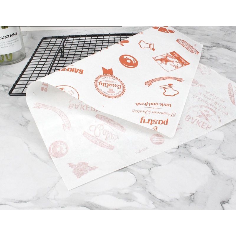 Jual 25pcs kertas roti motif/ wax paper/ baking paper/ kertas burger ...