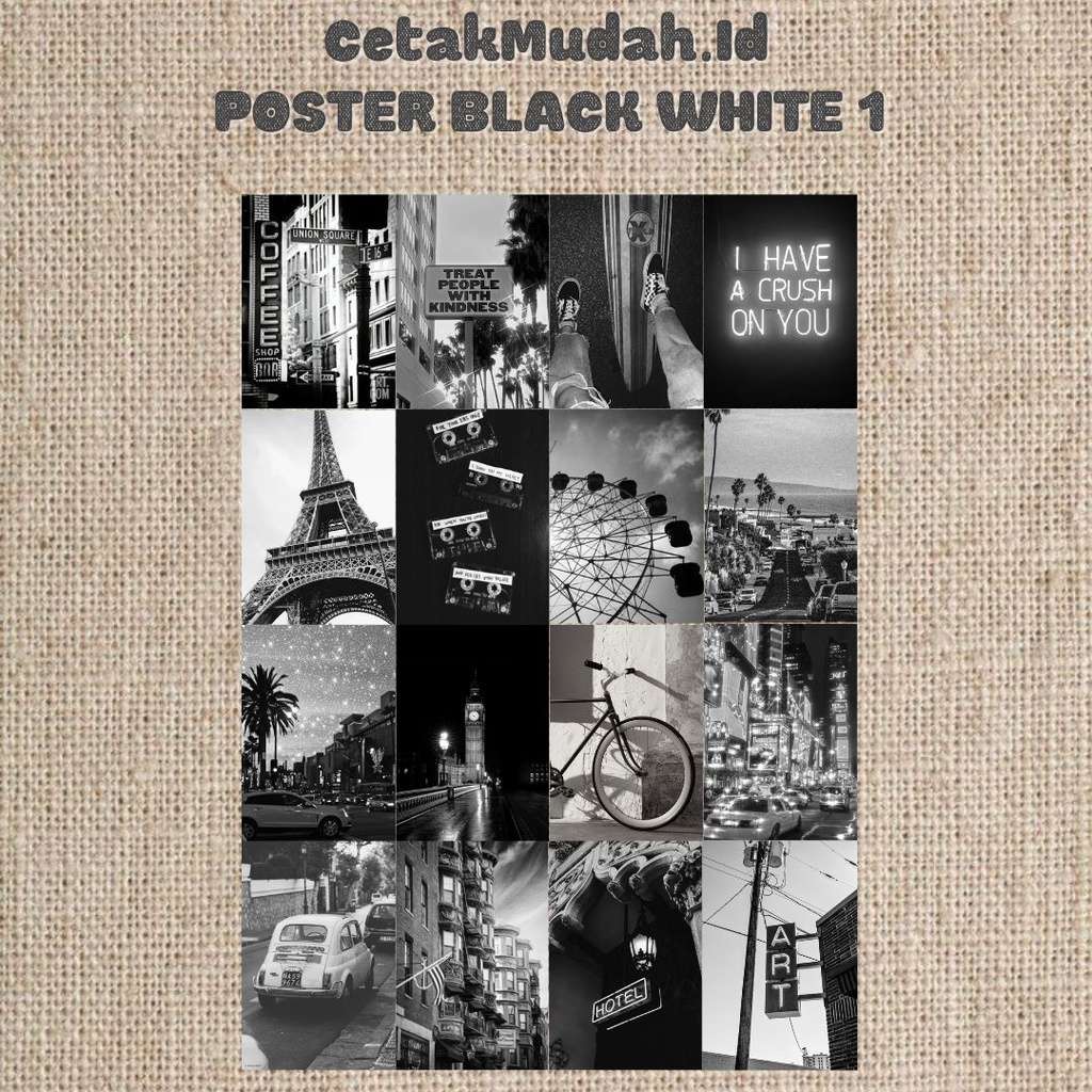 Jual [ISI 16 PCS] Poster Black White Hitam Putih Aesthetic Room Decor ...