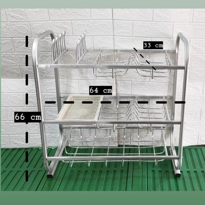 Jual Rak Piring Aluminum 3 Susun Mak.Itam665 | Shopee Indonesia