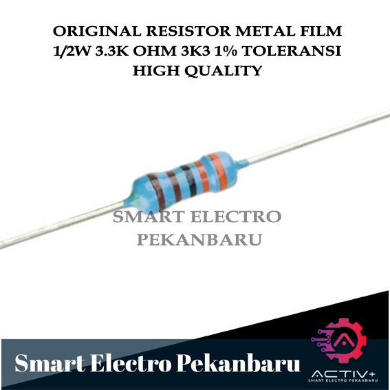 Jual ORIGINAL RESISTOR METAL FILM 3K3 OHM 1/2 watt 1 % Taiwan - R ...