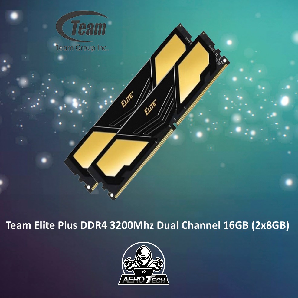 Jual Team Elite Plus Black DDR4 PC25600 3200Mhz Dual Channel 16GB (2x8GB) | Shopee Indonesia